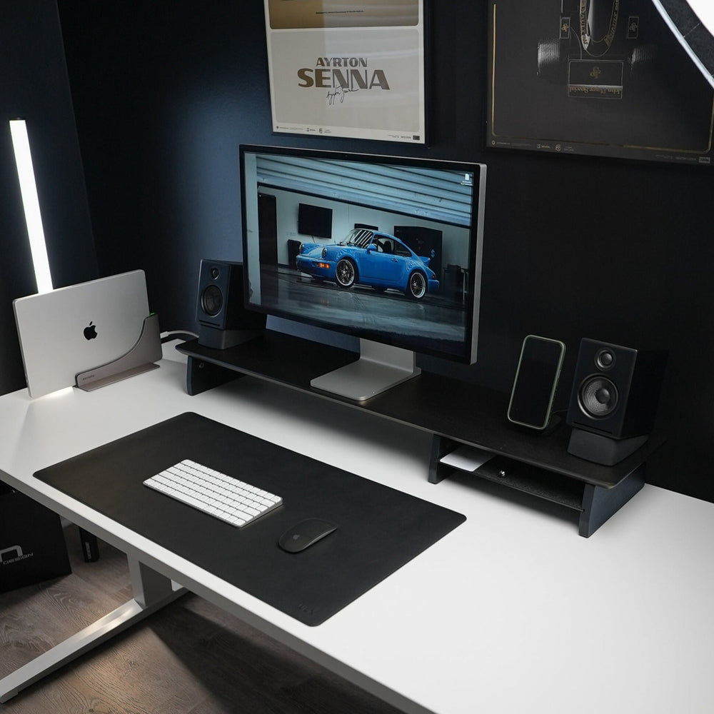 Desk Shelf System Monitor Stand | Black Wood