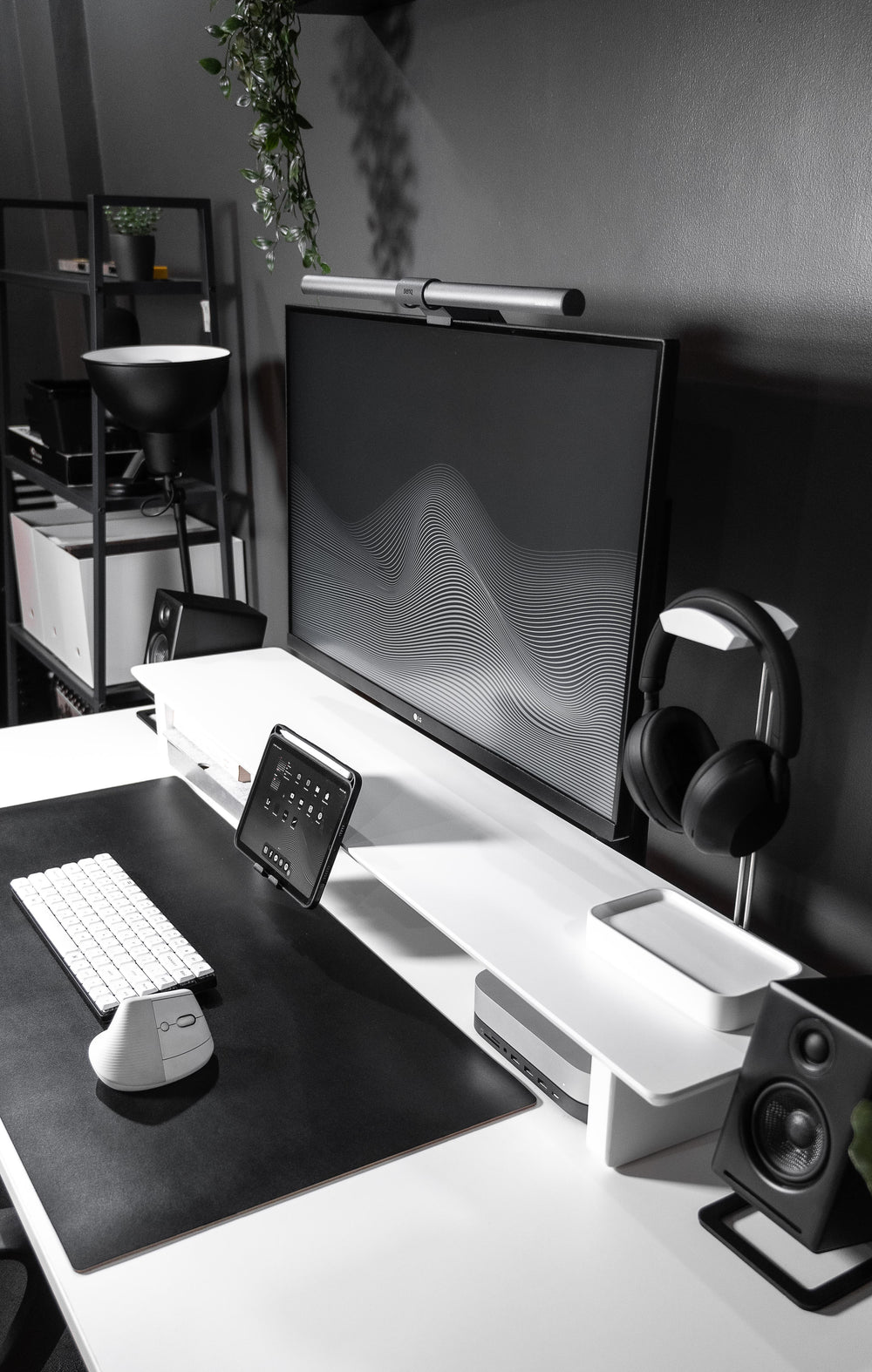 Desk Shelf White Setup Cockpit Dual Monitor Stand Grovemade Balolo ...