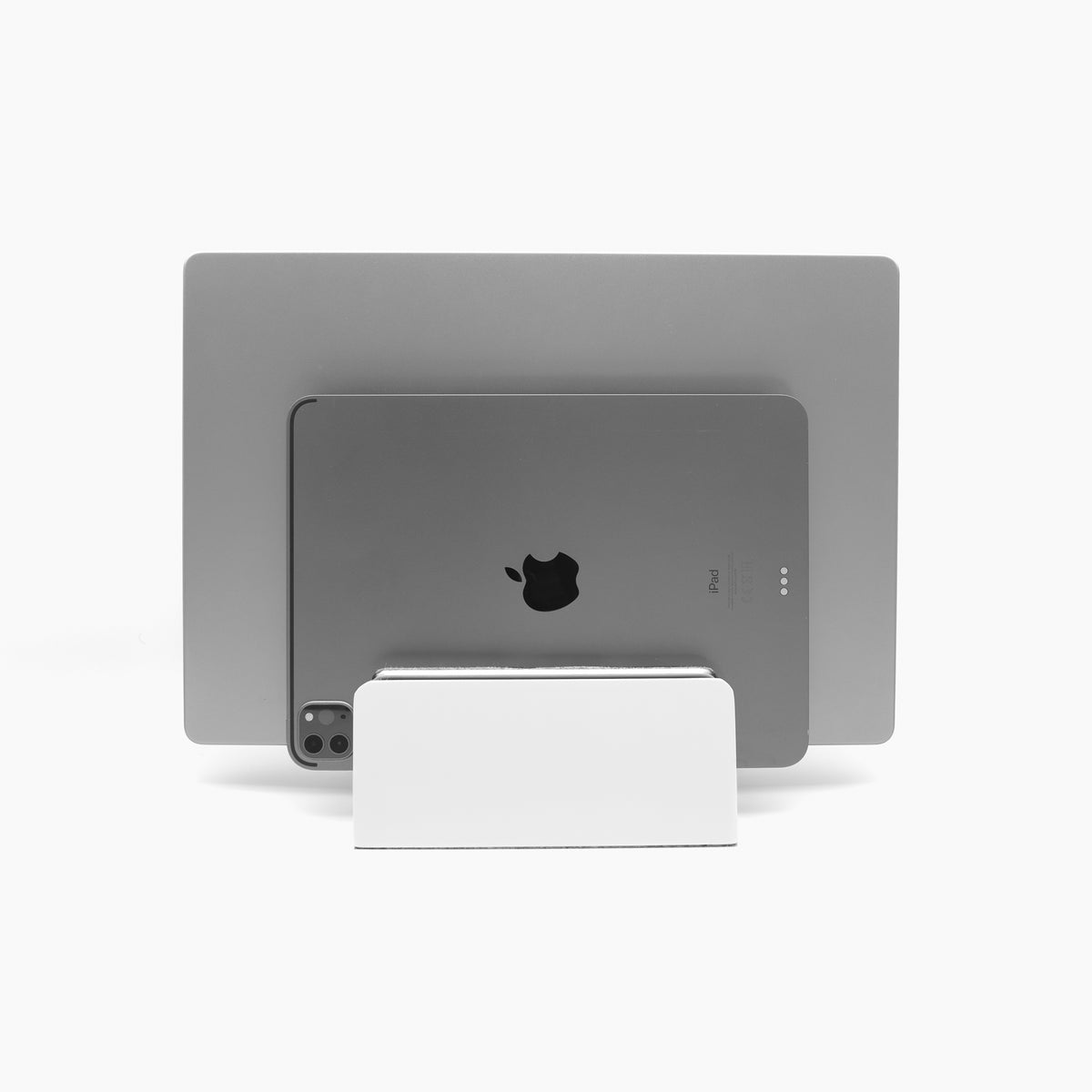 Vertical Laptop Stand Clamshell Holder Dual Slot for Macbook | Black Wood