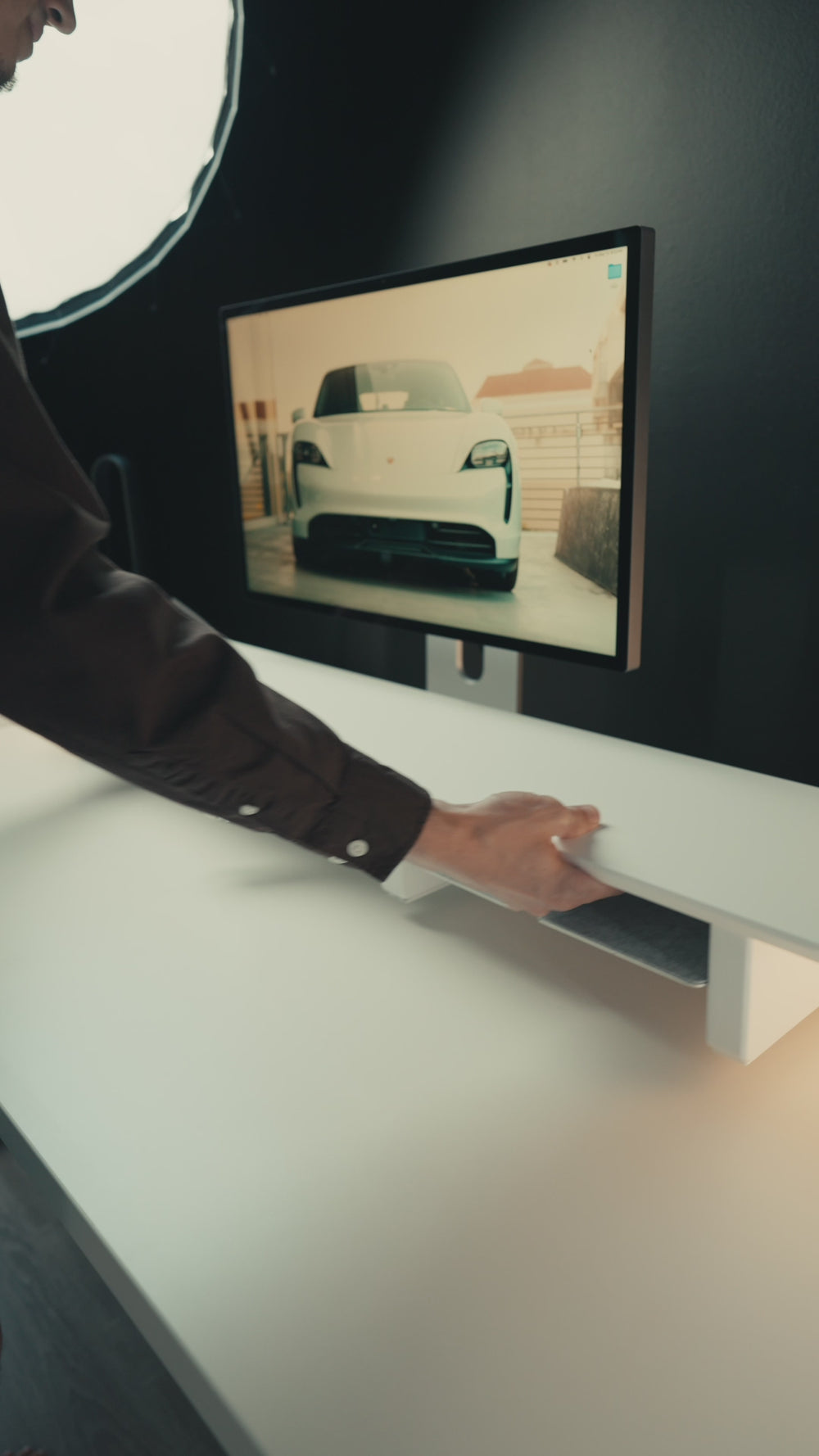 Desk Shelf White Setup Cockpit Dual Monitor Stand Grovemade Balolo ...