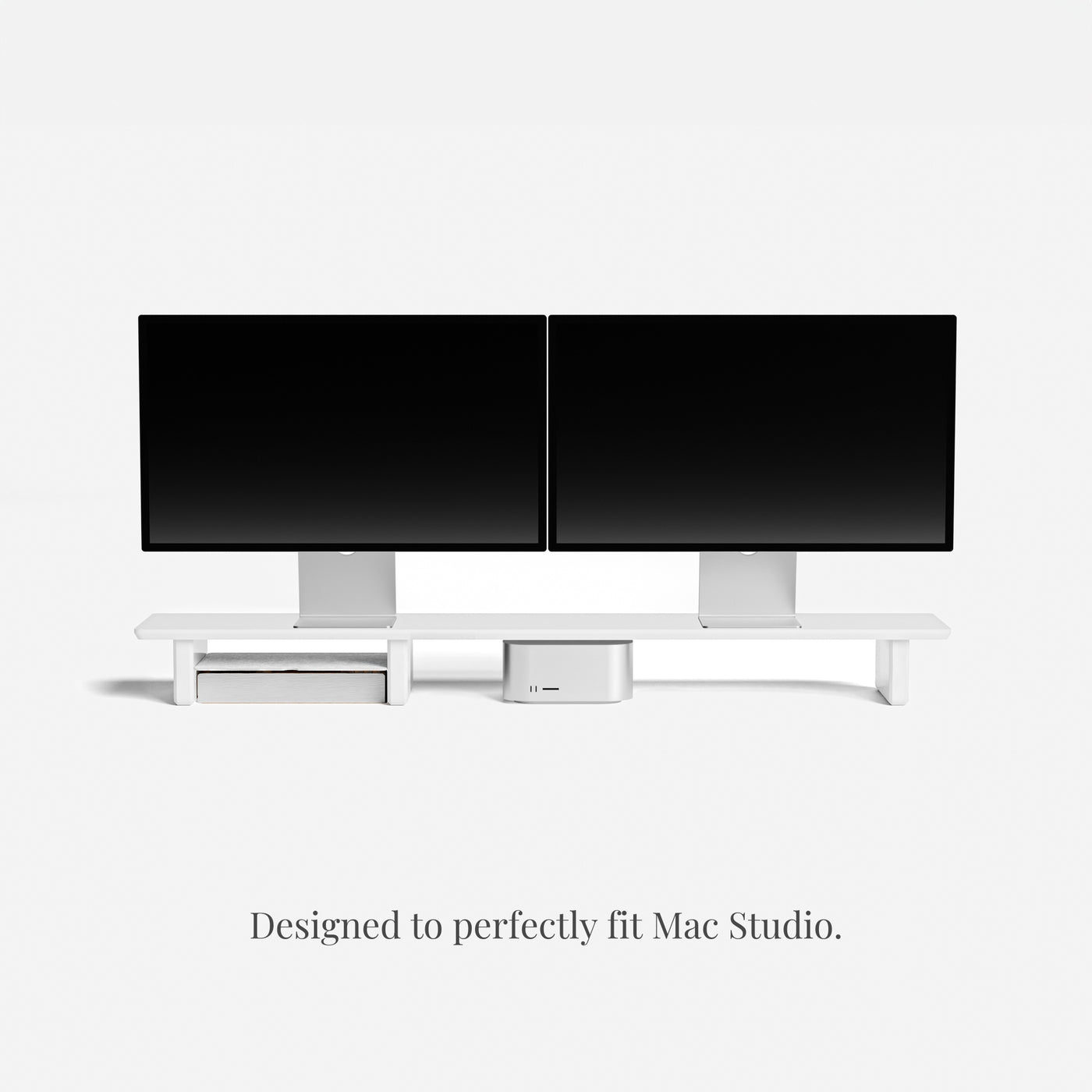 Desk Shelf White Setup Cockpit Dual Monitor Stand Grovemade Balolo ...